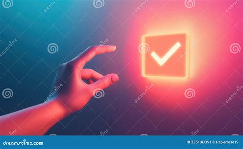 A Hand Extending Towards A Glowing Checkbox Stock Image Image Of
