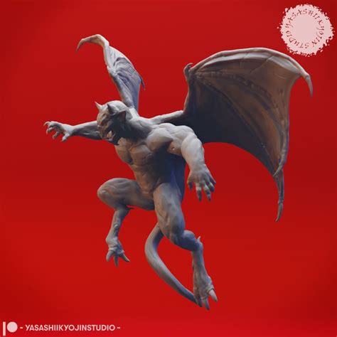 3d Printable Flying Gargoyle Tabletop Miniature Pre Supported By