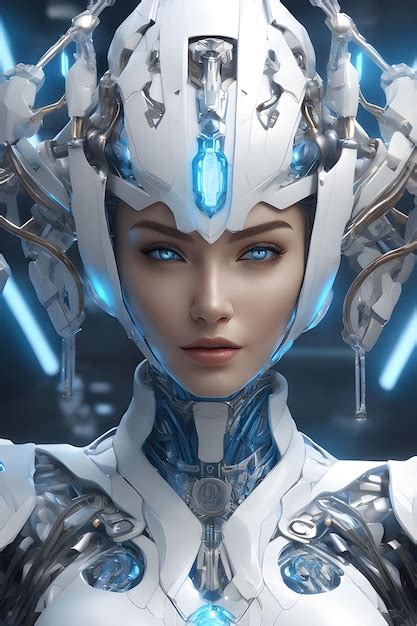 Premium Ai Image Beautiful Glowing Cyborg Scifi Gorgeous Angel