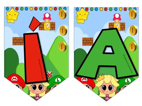 Banderines Para Decorar Mario Bros Con Figuras Imagenes Educativas
