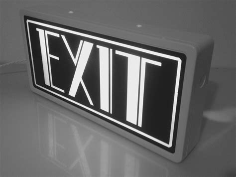 Exit Sign Illuminated Light Art Deco Vintage Style Black White W LED Etsy