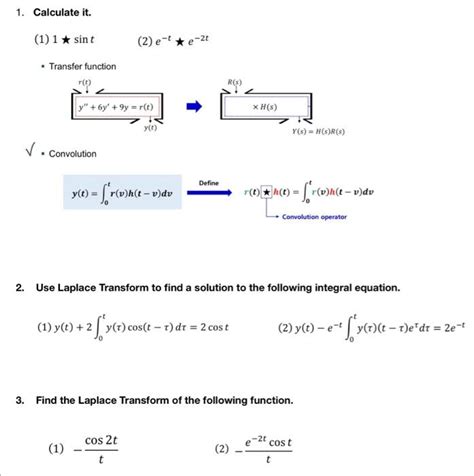 Solved 1 Calculate It 1 1★ Sint • Transfer Function T Y