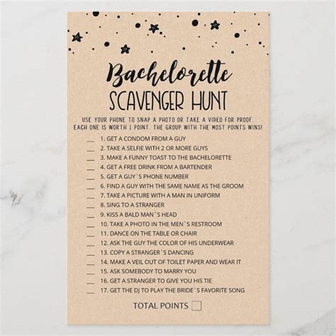 Editable Bachelorette Scavenger Hunt Game Zazzle Bachelorette