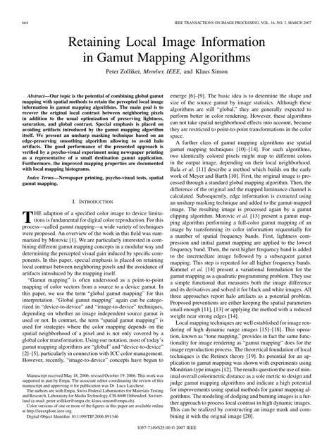 PDF Retaining Local Image Information In Gamut Mapping Algorithms