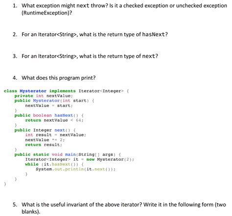 Solved What Exception Might Next Throw Is It A Checked Chegg