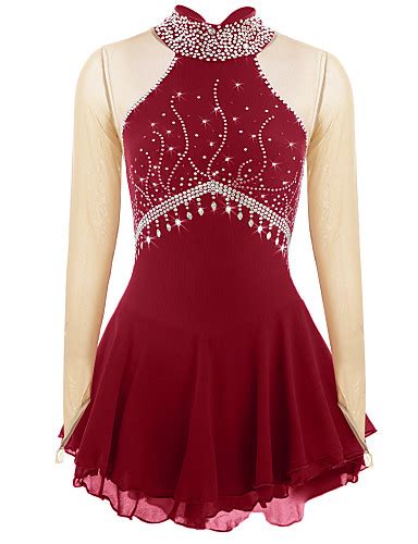 Figure Skating Dresses Women For Girls Ice Skating Dresses Black Deep Blue Purple Deep Elastane