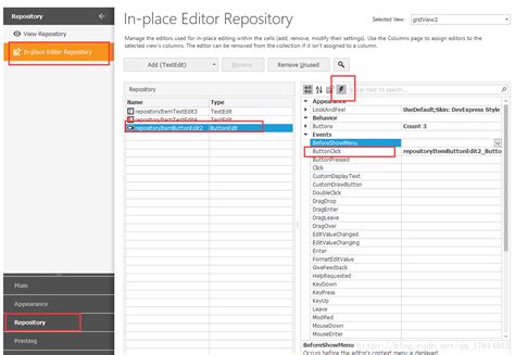 devexpress gridview使用以及按钮列事件问题 devpress中gridcontrol 中的columnedit 中的按钮介绍