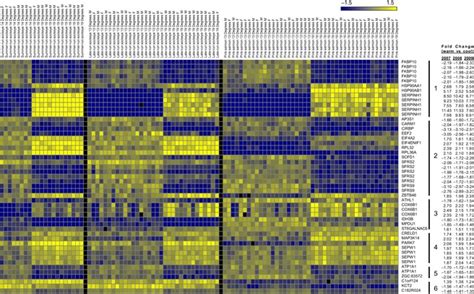 Heat Map Showing The 49 Differentially Regulated Microarray Features Download Scientific