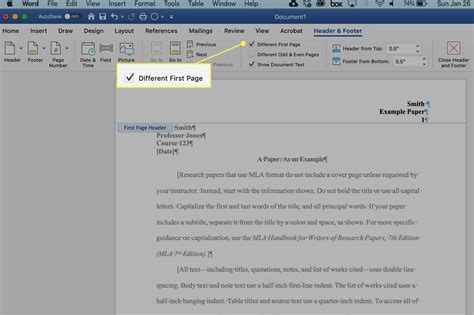 Make The First Page Header Or Footer Different In Word