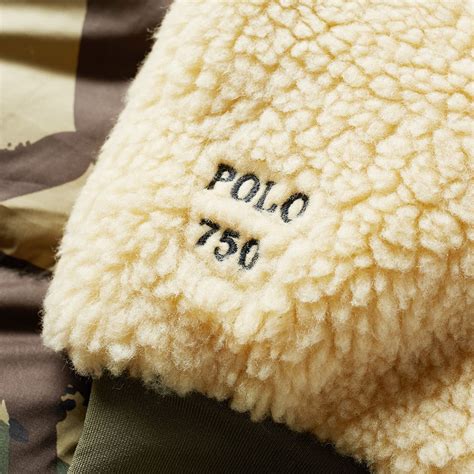 Polo Ralph Lauren Sherpa Fleece Patchwork Jacket Chamois And Elmwood Camo
