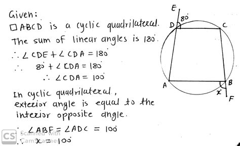 in fig abcd is a cyclic quadrilateral find the value of x