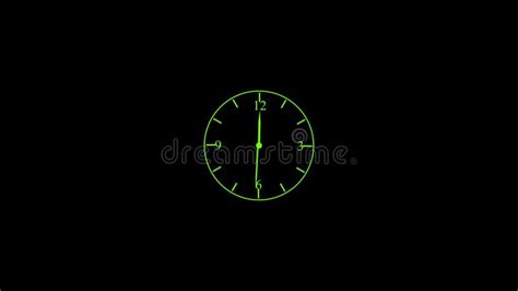 White Color Clock Icon Animation On Black Background Analog Clock