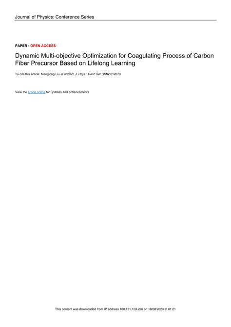 Pdf Dynamic Multi Objective Optimization For Coagulating Process Of