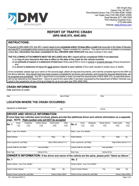 Nv Dmv Sr 1 2008 2021 Fill And Sign Printable Template Online Us