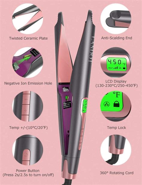 Landot 2 In 1 Hair Straightener And Curler Professional Negative Ion