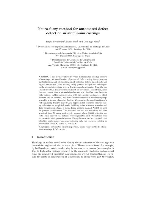 Pdf Neuro Fuzzy Method For Automated Defect Detection In Aluminium Castings
