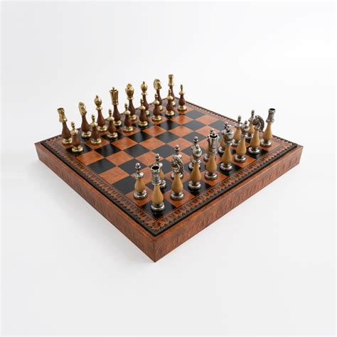 Italfama Classic Metalwood Chess Set With Backgammon Checkers
