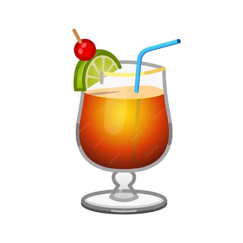 Premium Vector Glass With A Cocktail Large Size Icon Of Emoji Cocktail