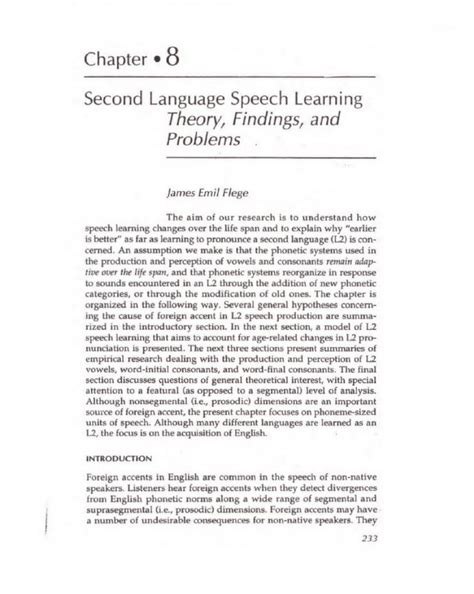 Pdf Second Language Speech Learning Theory Findings And Problems
