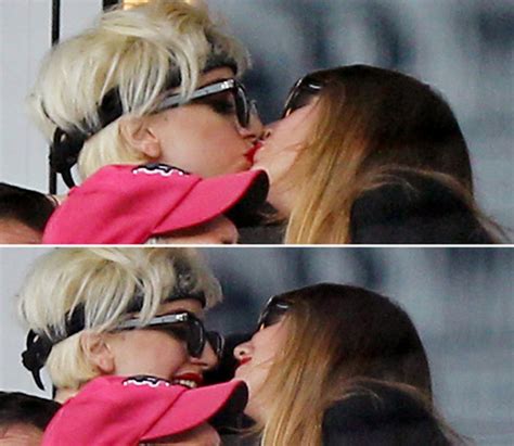 Lady Gaga And Some Chick Kiss At Mets Game