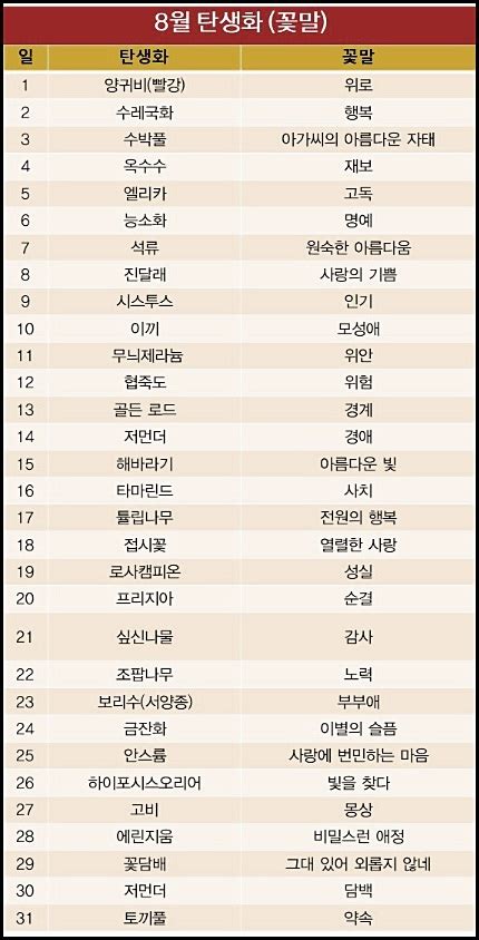 8월 탄생화 꽃말