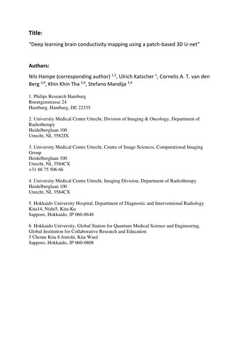 PDF Title Deep Learning Brain Conductivity Mapping Using A Patch
