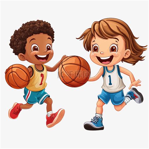孩子们打篮球卡通素材图片免费下载 千库网