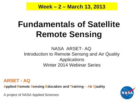 PPT Fundamentals Of Satellite Remote Sensing NASA ARSET AQ Introduction To Remote Sensing And