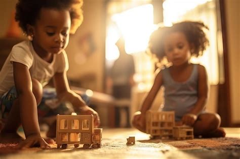 Menino E Menina Brincando Juntos Brinquedos Na Sala De Jogos Foto Premium