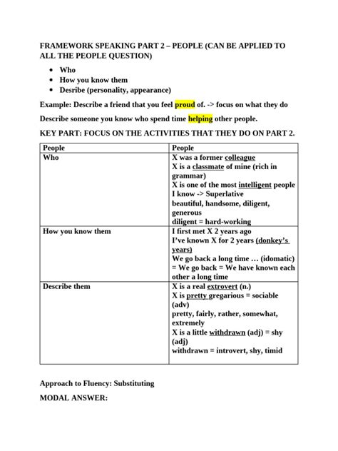 Framework Speaking Part 2 Pdf