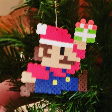 Super Mario Inspired Perler Bead Ornament Super Mario Ornament Super