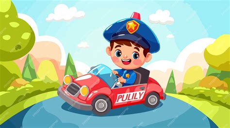 Милый мальчик в полицейской форме Векторная иллюстрация Премиум Ai сгенерированный вектор