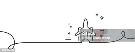 평면선 아이콘입니다 비행기 여행 비행 기호입니다 말림이 있는 연속선 벡터 경첩에 대한 스톡 벡터 아트 및 기타 이미지 경첩