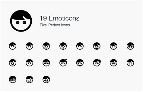 19 Emoticons Pixel Perfect Icons 502897 Vector Art At Vecteezy