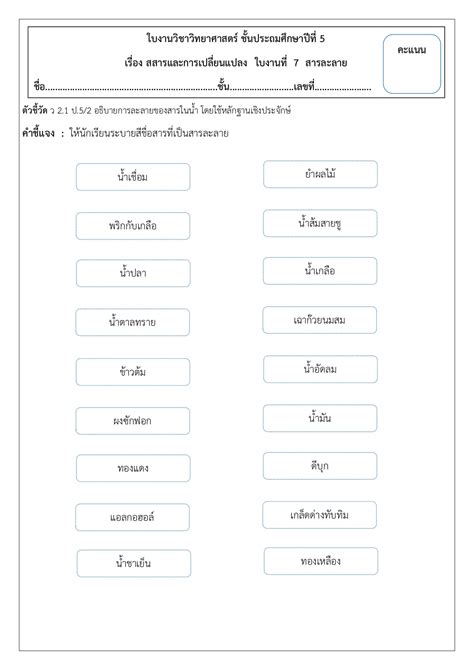 ใบงานวิทยาศาสตร์ ป 5 Itsaree Ruangthananuruk หน้าหนังสือ 28 พลิก Pdf ออนไลน์ Pubhtml5