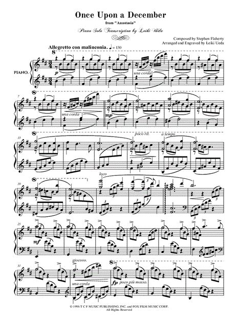 Leiki Ueda Once Upon A December From Anastasia Sheet Music Piano