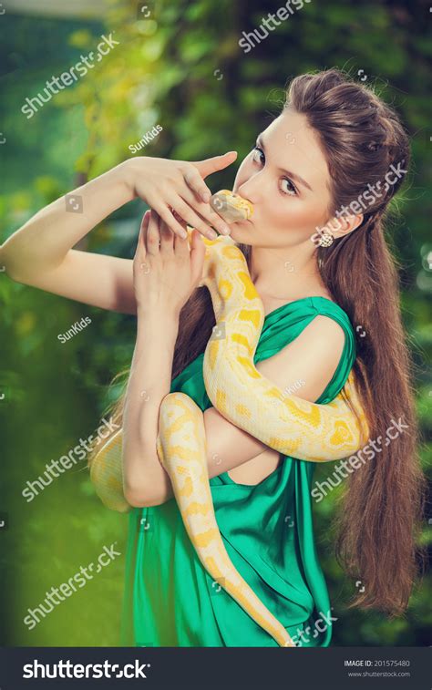 Sexy Woman Holding Python Stock Photo Shutterstock