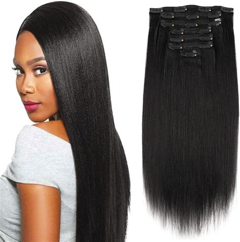 Lanwiuku Kinky Straight Clip Ins Hair Extensions Real