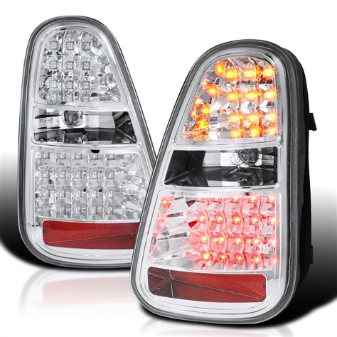 Spec D Tuning Chrome Housing Clear Lens LED Tail Lights Compatible With