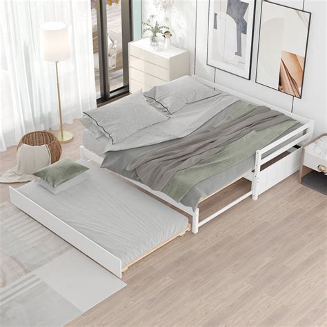 Extendable Daybed With Trundle Twin Over Double Twin Wooden Daybed