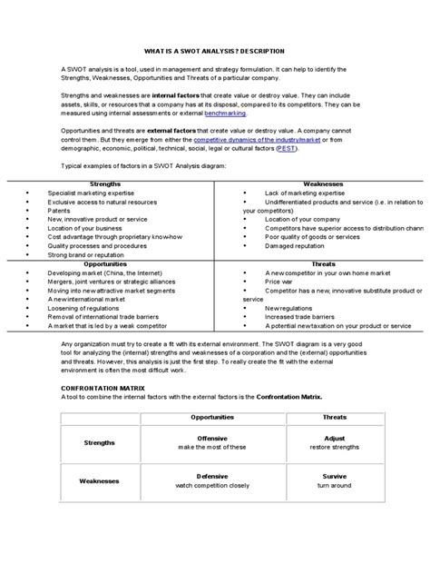 Sowt Analysis1 Swot Analysis Competition