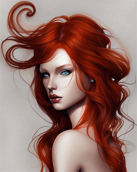 Beautiful Redhead Siren Woman Graphic · Creative Fabrica