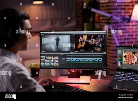 Content Creator Editing Video Footage On Computer Software Using Color