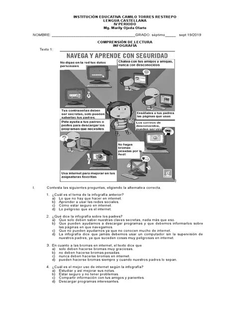 La Infografia Comprension De Lectura Pdf Internet Cognición