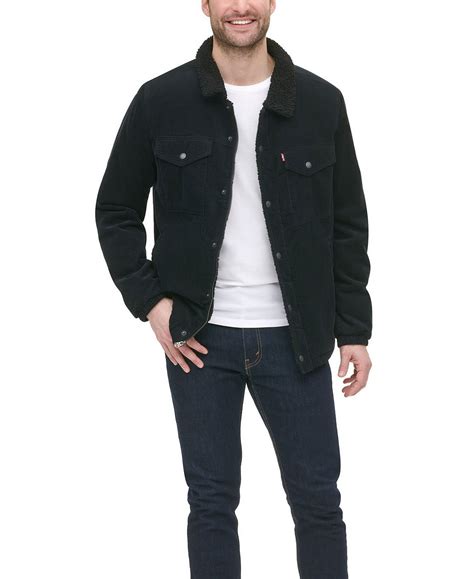 Levis Fleece Lined Corduroy Trucker Jacket Black Cheapundies