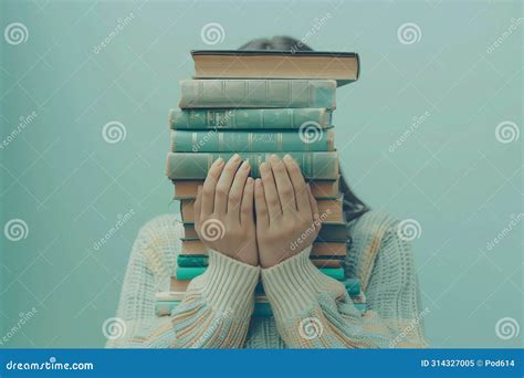 Literary Exploration Woman Holds Books Signifying Education Science Knowledge And The