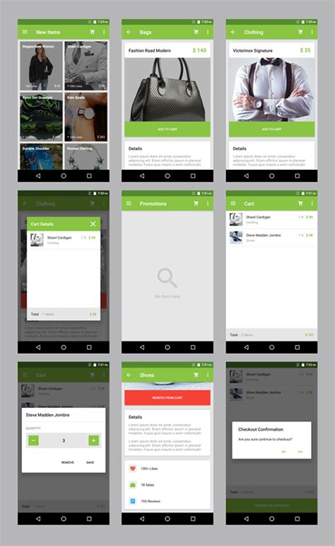 Android Material UI Template Behance