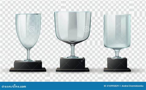 An Abstract 3d Glass Trophy Set On A White Background Modern