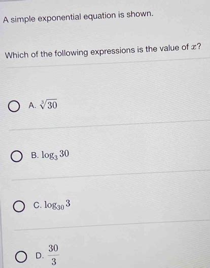 Solved A Simple Exponential Equation Is Shown Which Of The Following