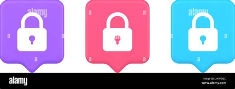 Padlock Locking Web Access Button Password Security Protection Safe Encryption 3d Realistic